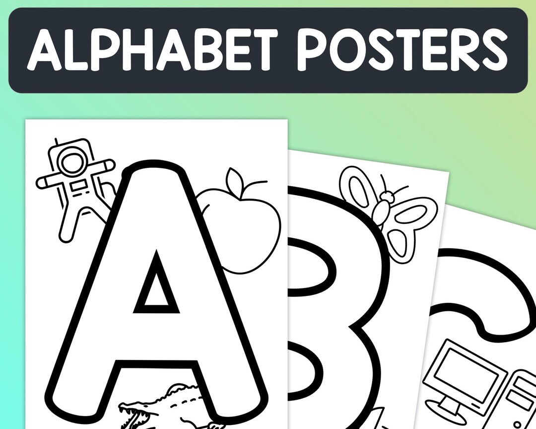 Alphabet Posters Pre-k & Kindergarten Alphabet Coloring - Etsy