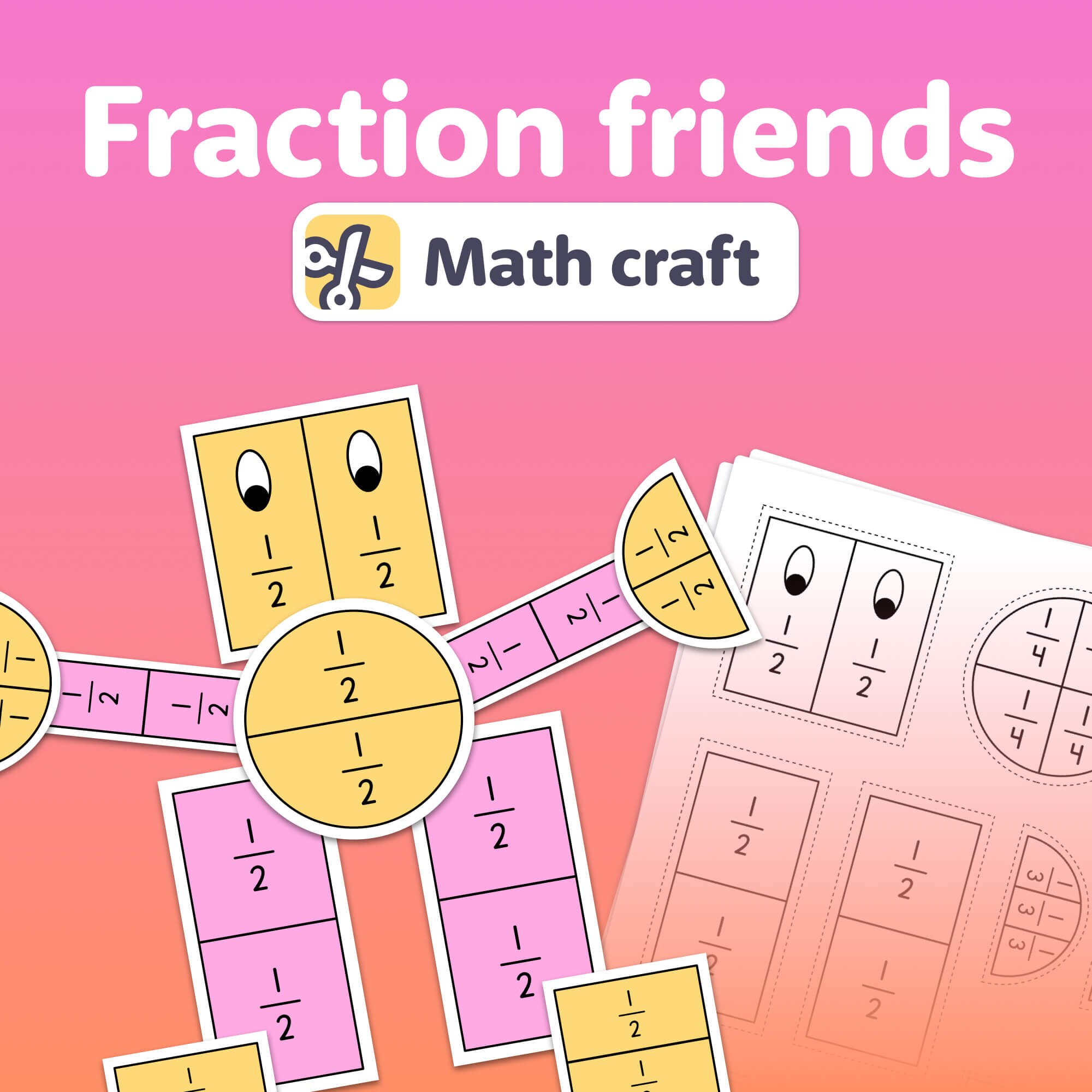 No Prep Fractions Craft | 2nd, 3rd & 4th Grade Math Center | Halves ...