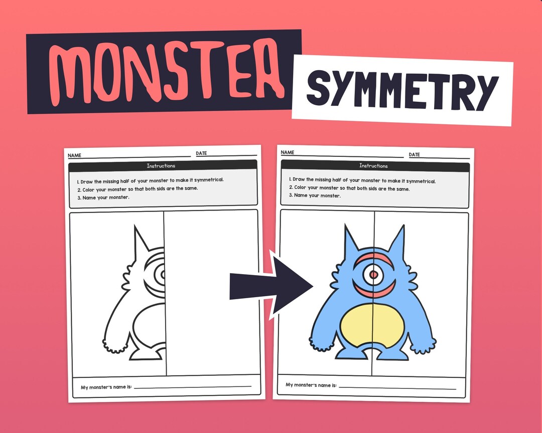 Symmetry Worksheets 3rd 4th 5th Grade / Monster Symmetry - Etsy