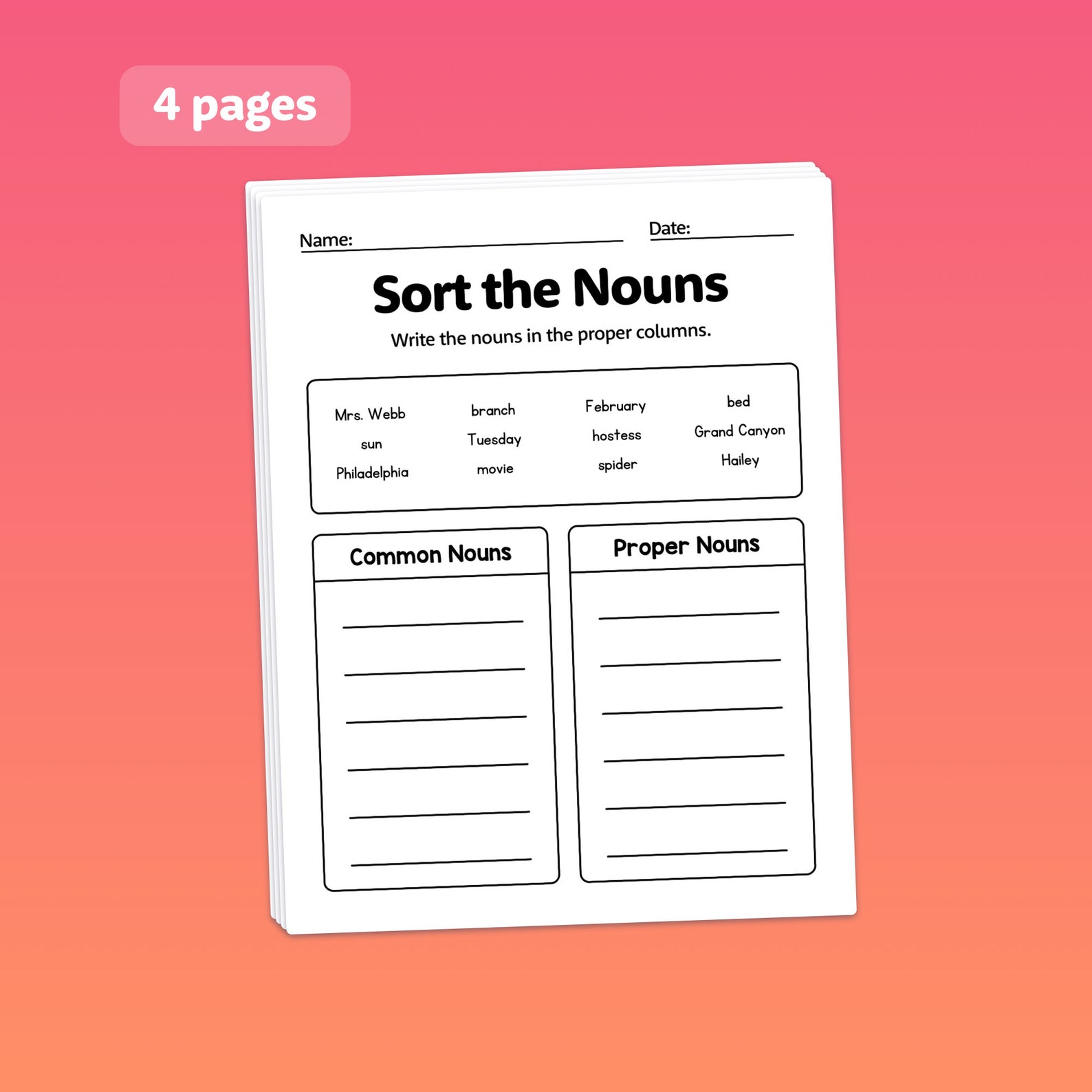 Common and Proper Nouns Worksheets | 1st & 2nd Grade Grammar Activities ...