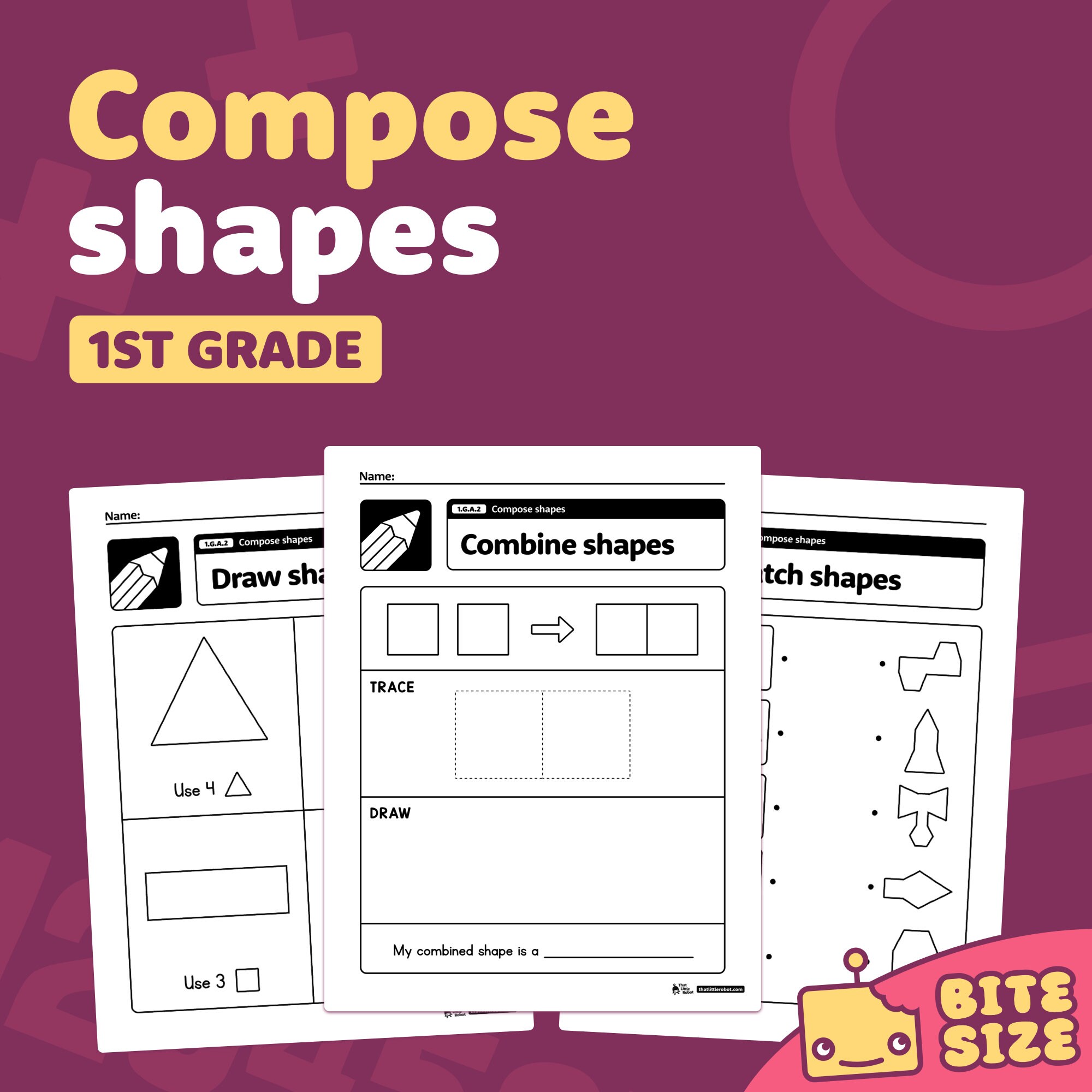 Compose Shapes Worksheets | 1st Grade Geometry, Composite 2d & 3d ...