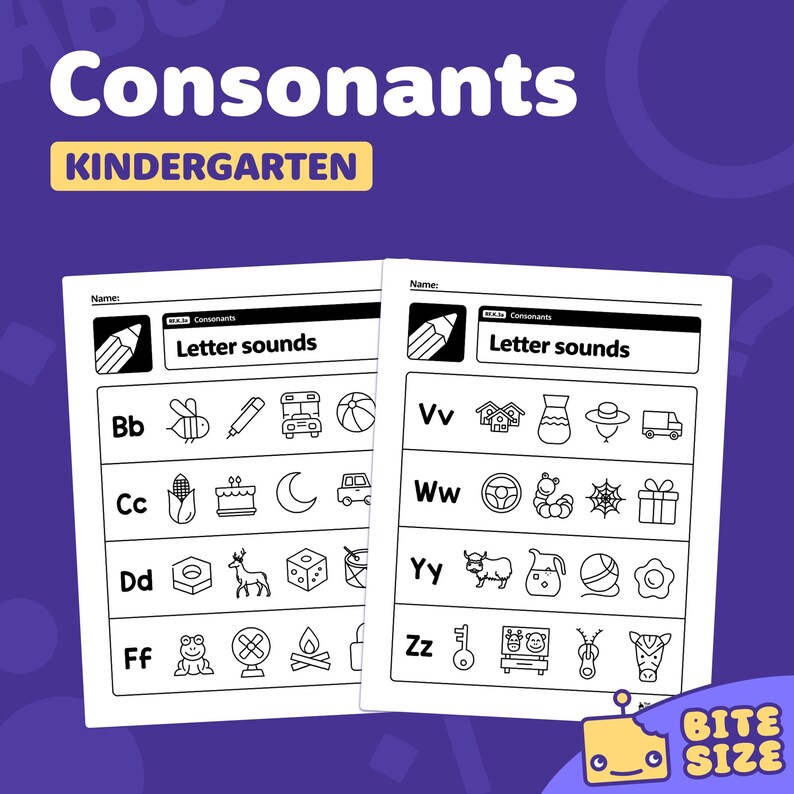 Consonants Worksheets | Kindergarten Beginning Letter Sounds Phonics ...