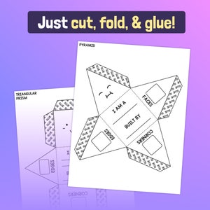 Cute 3D Shape Nets Activity | 4th, 5th, 6th Grade Cutout 3D Shapes ...