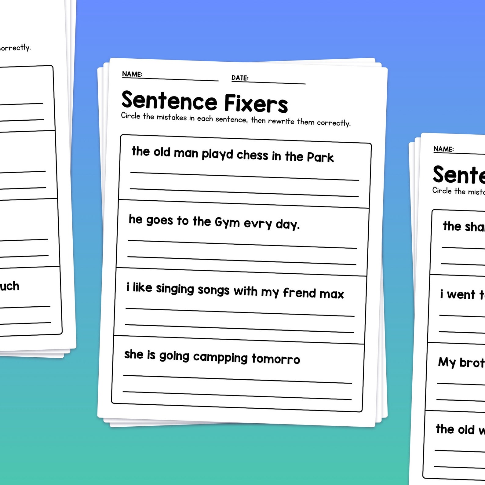 No Prep Fixing Sentences Worksheets | 1st, 2nd, 3rd Grade, & ESL ...