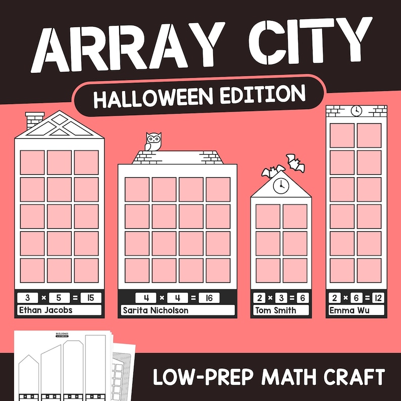Halloween Array City Math Craft | 2nd, 3rd, 4th Grade Multiplication ...