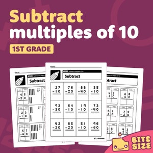 Subtract Multiples of 10 Worksheets | 1st Grade Math Centers and Place ...