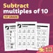 Subtract Multiples of 10 Worksheets | 1st Grade Math Centers and Place ...