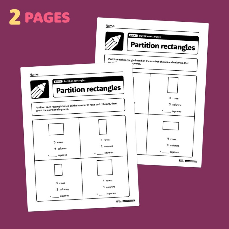 Partition Rectangles Worksheets 2nd Grade Math Centers and Geometry ...