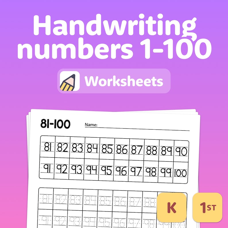 Writing Numbers to 100 Worksheets | Kindergarten & 1st Grade Number ...