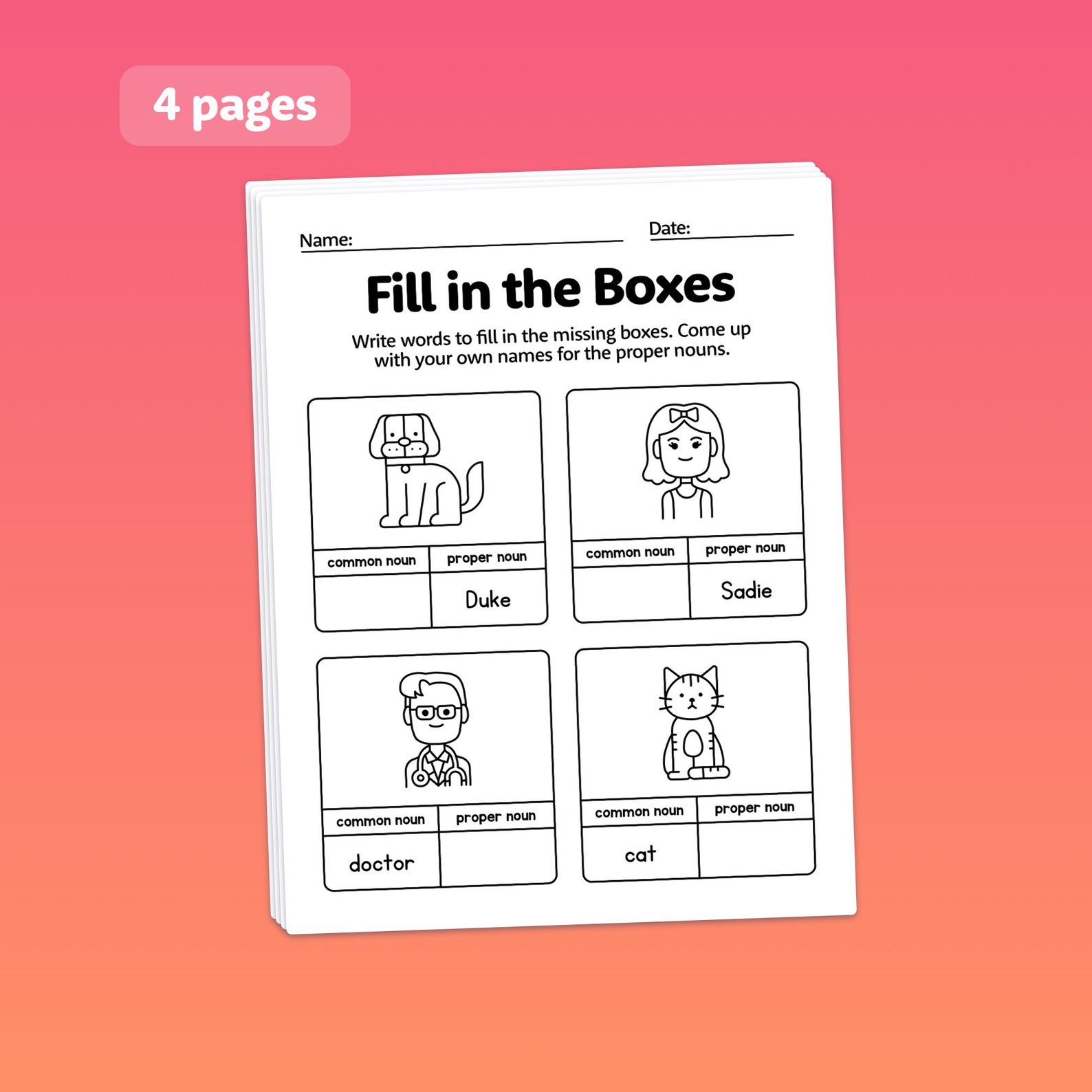 Common and Proper Nouns Worksheets | 1st & 2nd Grade Grammar Activities ...