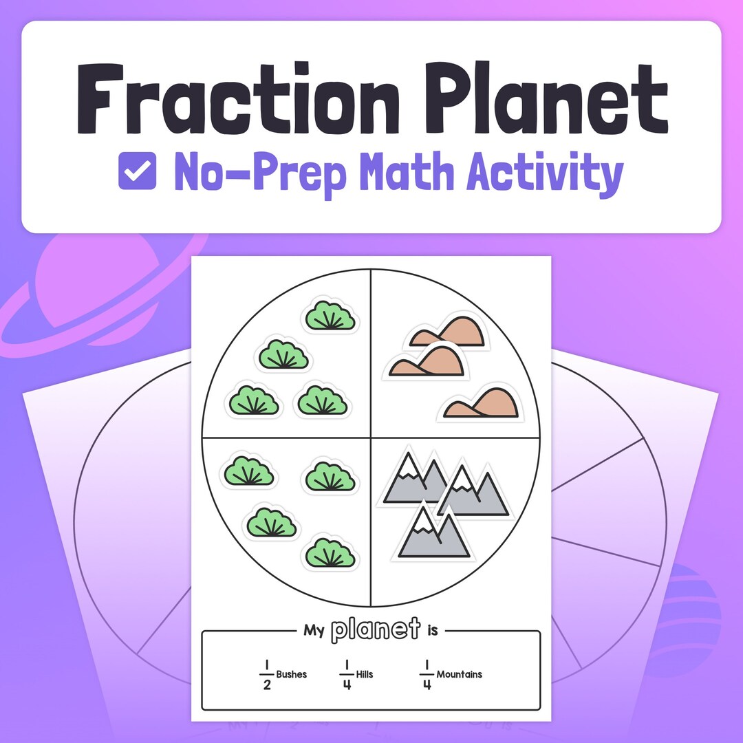 Fractions Craft | Beginner Fractions Activity, Space Fractions Math ...