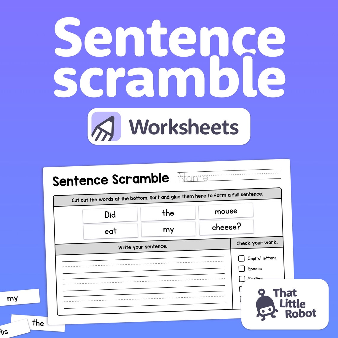 No Prep Building Sentences Worksheets | ESL, Kindergarten, 1st, & 2nd ...