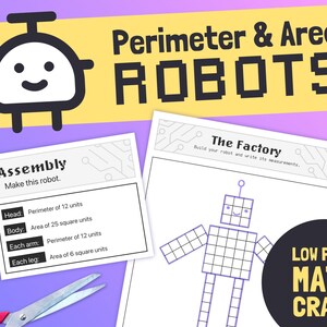 Perimeter & Area Robots 3rd 4th 5th Grade / Math Activity - Etsy
