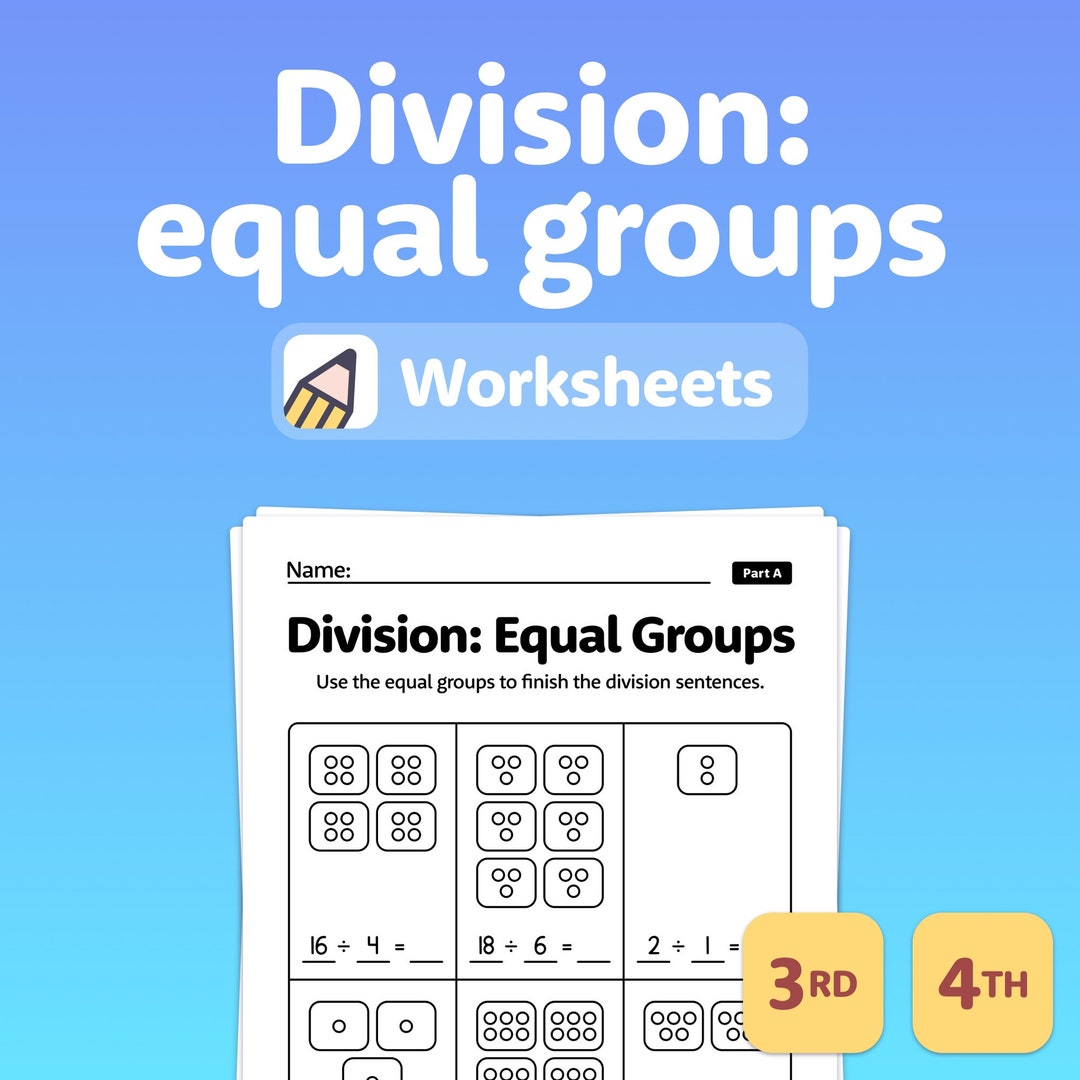 Equal Groups Division Worksheets| 2nd, 4th, 3rd Grade Division Practice ...