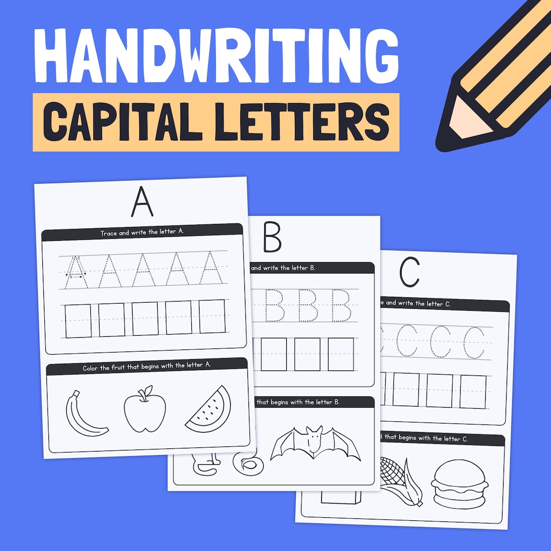 Handwriting Capital Letters Worksheets | Kindergarten ELA & ESL ...