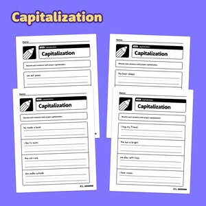 Capitalization Worksheets, Centers, & Activities | Kindergarten ELA ...