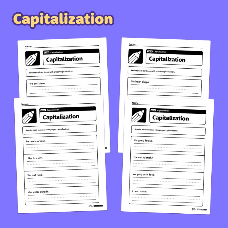 Capitalization Worksheets, Centers, & Activities | Kindergarten ELA ...