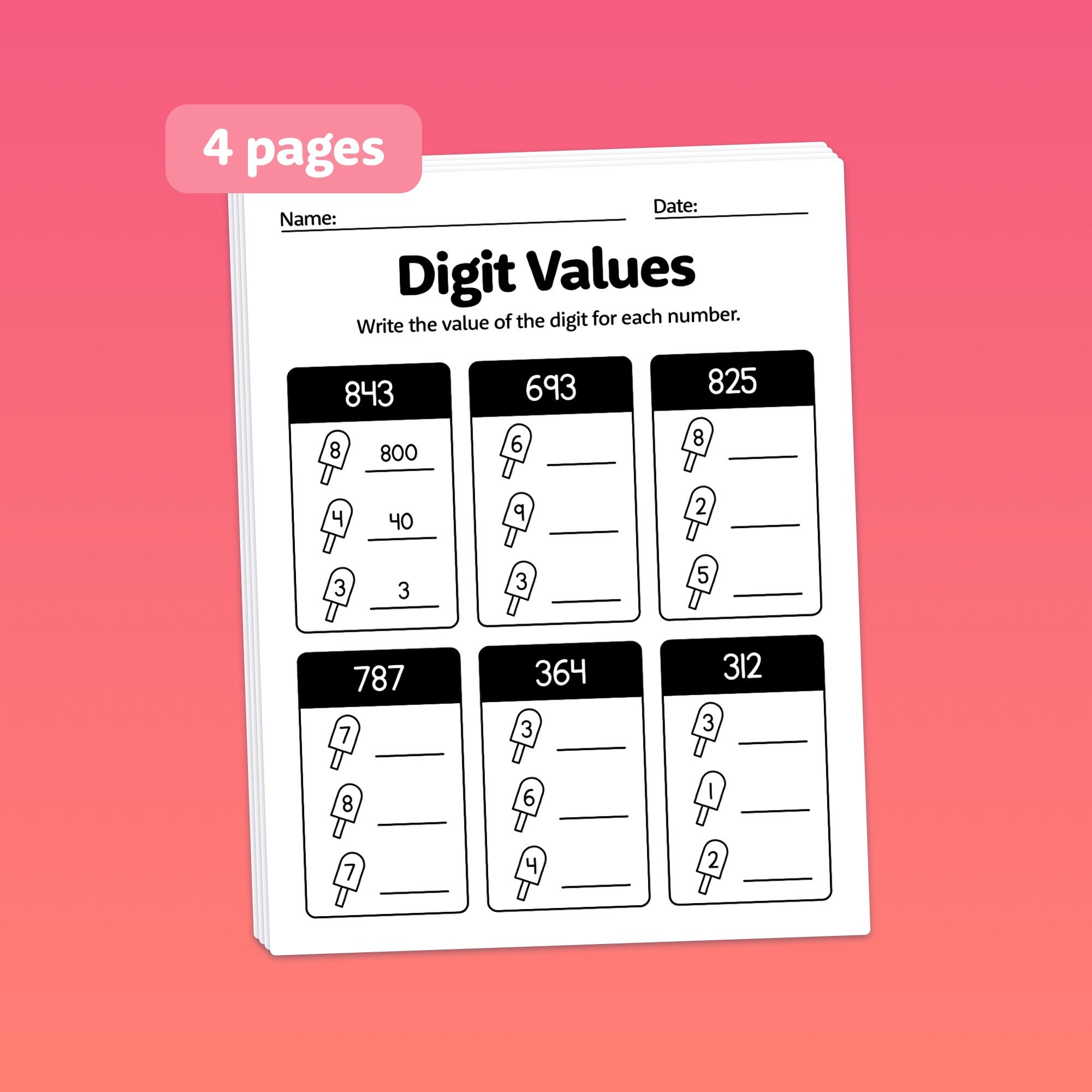 Summer Place Value Worksheets Hundreds, Tens, and Ones 1st Grade Summer ...