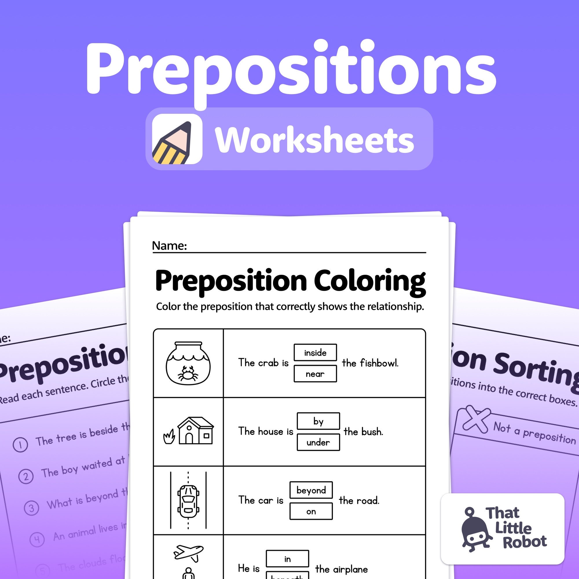 Beginner Prepositions Practice | 1st & 2nd Grade Preposition Worksheets ...