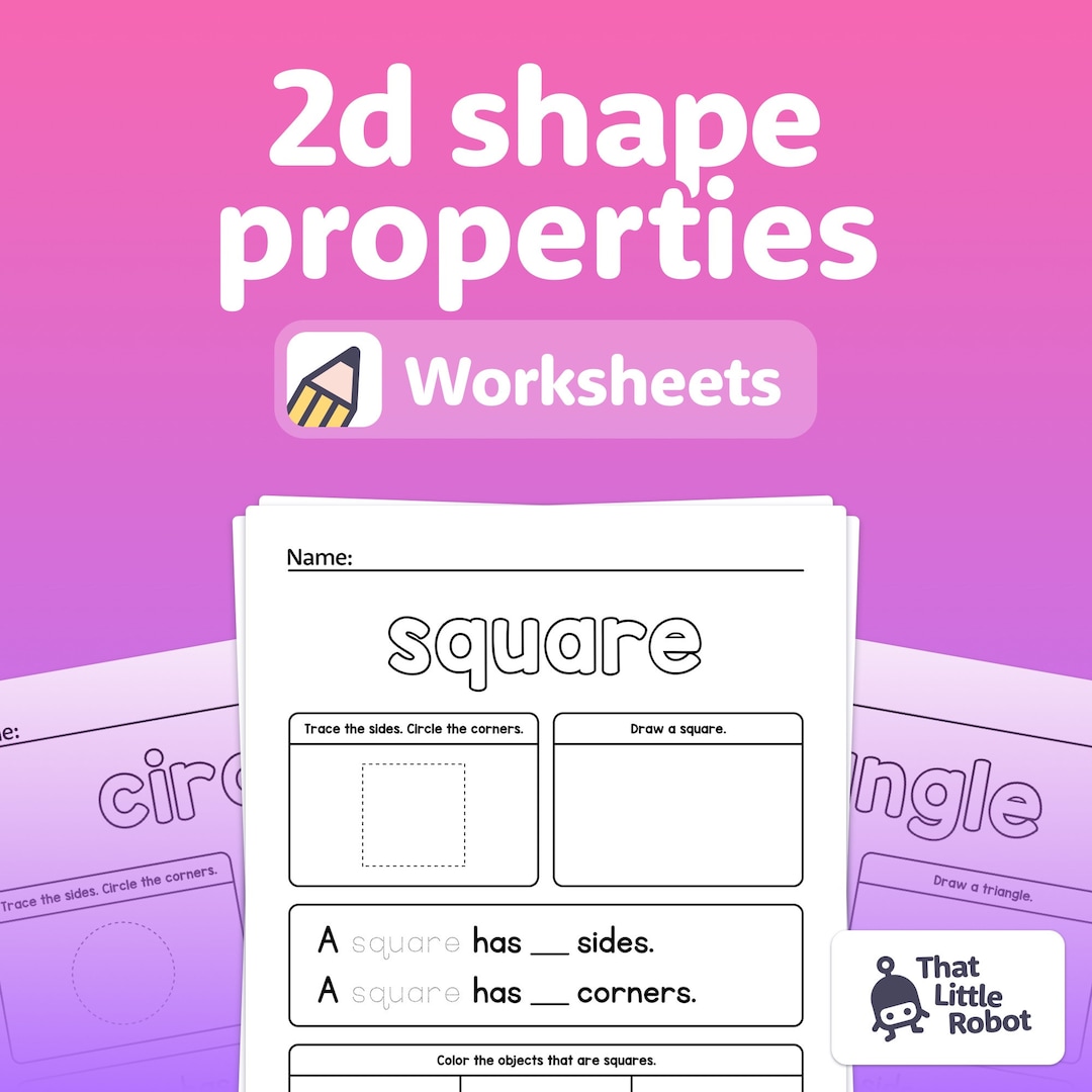 Properties of 2D Shapes Worksheets | Kindergarten 2D Shapes, 1st Grade ...
