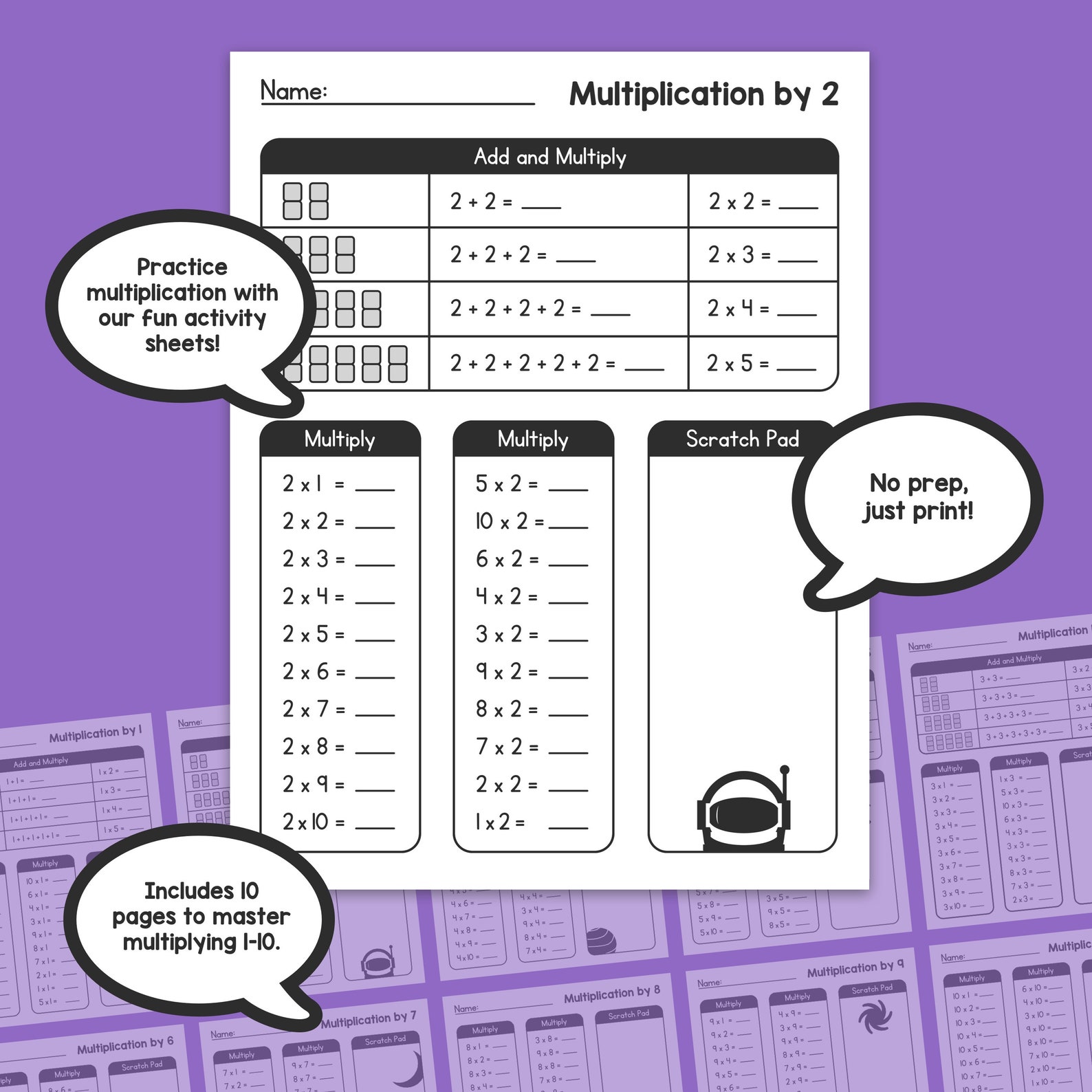 Times Tables Worksheets / 1-10 Multiplication Facts Printable - Etsy