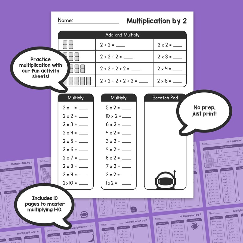 Times Tables Worksheets / 1-10 Multiplication Facts Printable - Etsy