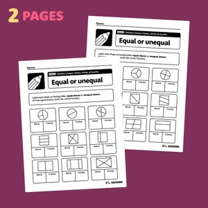 Partition Shapes: Halves Thirds Fourths Worksheets | 2nd Grade Math ...