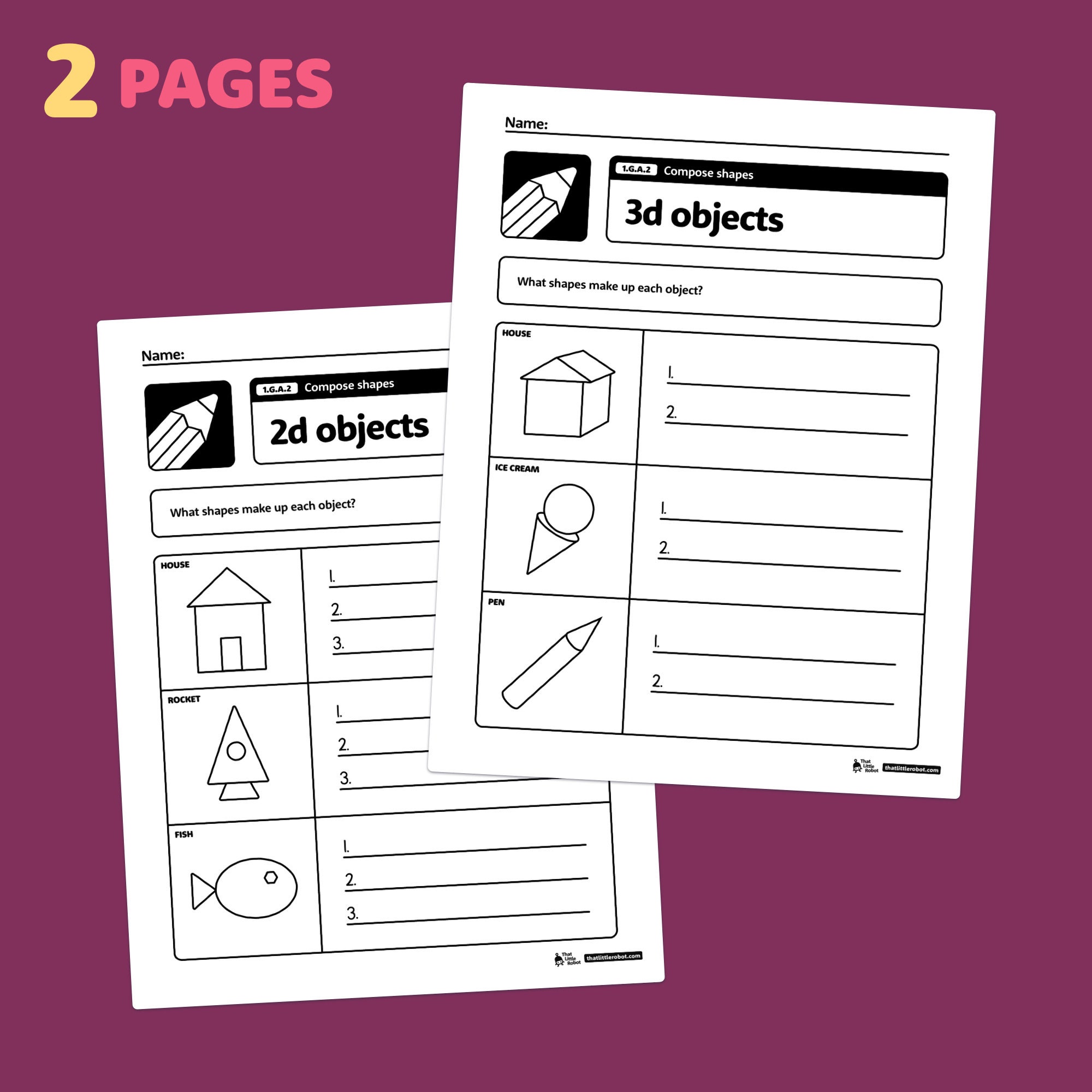 Compose Shapes Worksheets | 1st Grade Geometry, Composite 2d & 3d ...