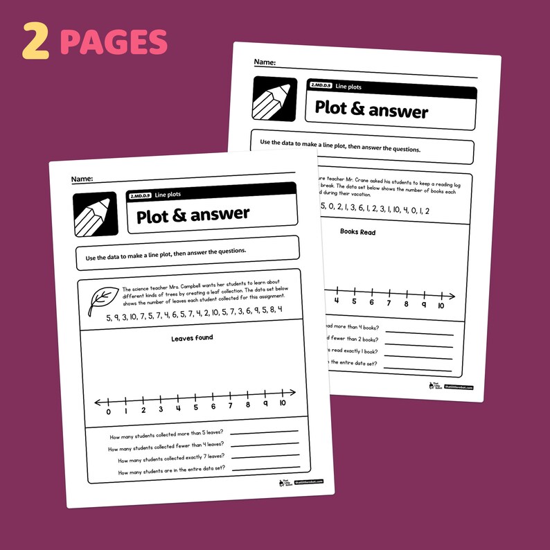 Line Plot Worksheets | 2nd Grade Measurement, Data, & Measuring Length ...