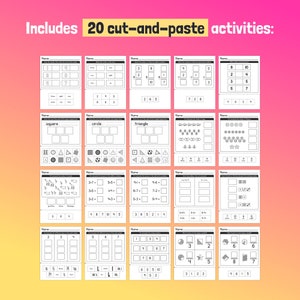 Kindergarten Math Activities, Cut & Paste Math Worksheets, Kindergarten ...