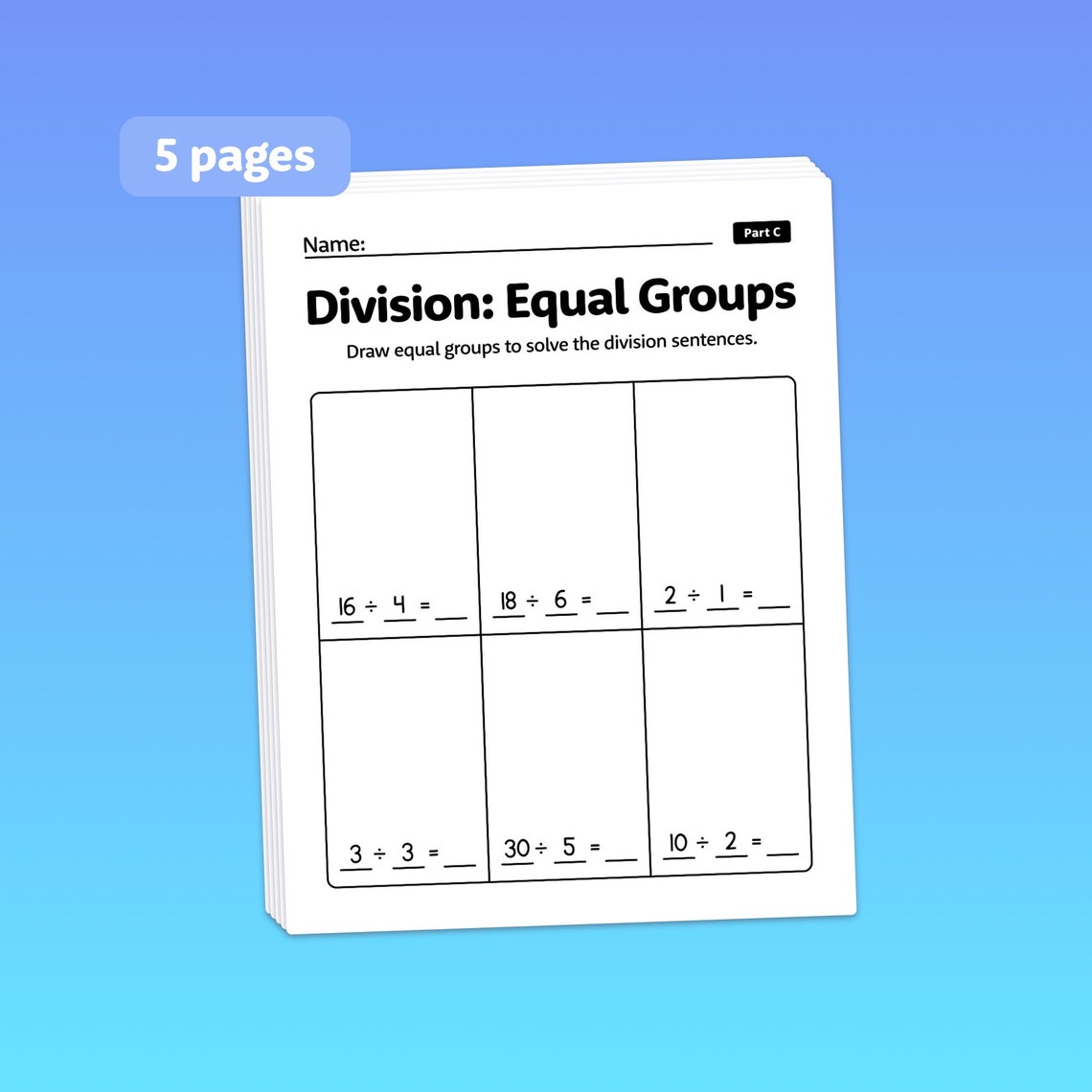 Equal Groups Division Worksheets| 2nd, 4th, 3rd Grade Division Practice ...