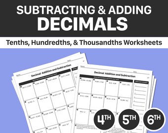 Adding & Subtracting Fractions Worksheets 4th 5th 6th | Etsy