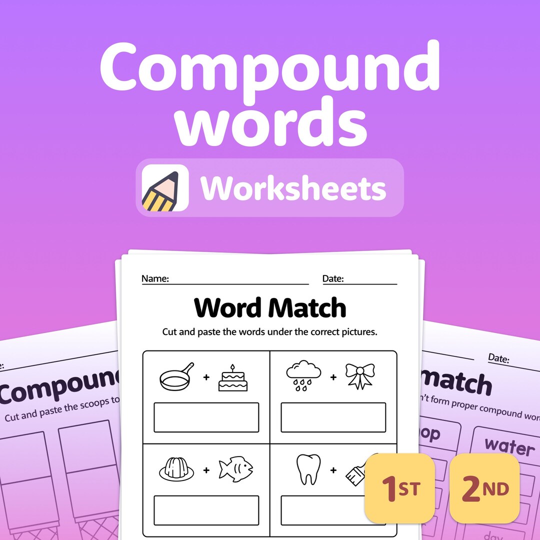 1st & 2nd Grade Compound Words Worksheets | Vocabulary and Grammar ...