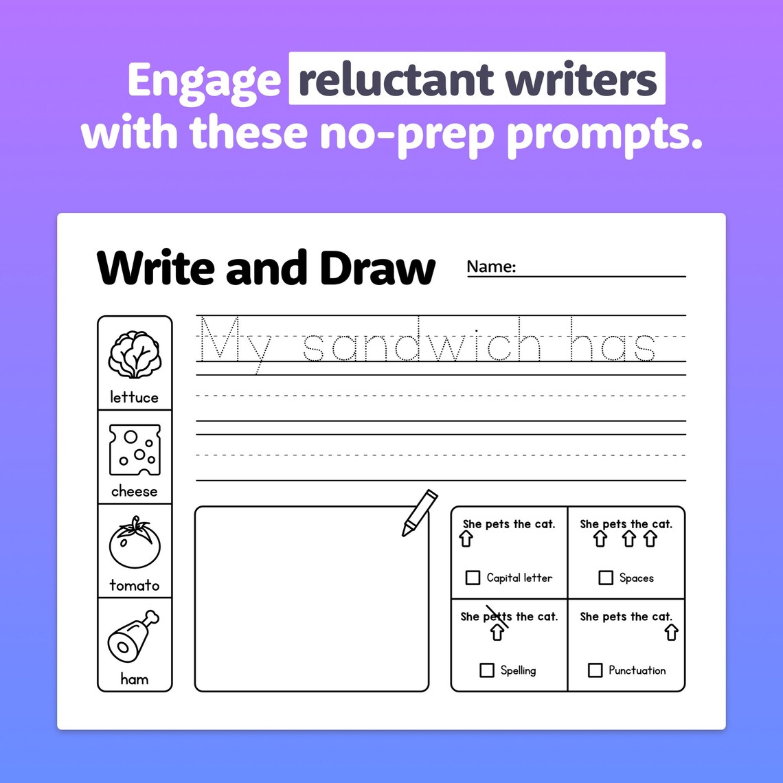 No Prep Writing Prompts for Kindergarten & 1st Grade | Writing With ...