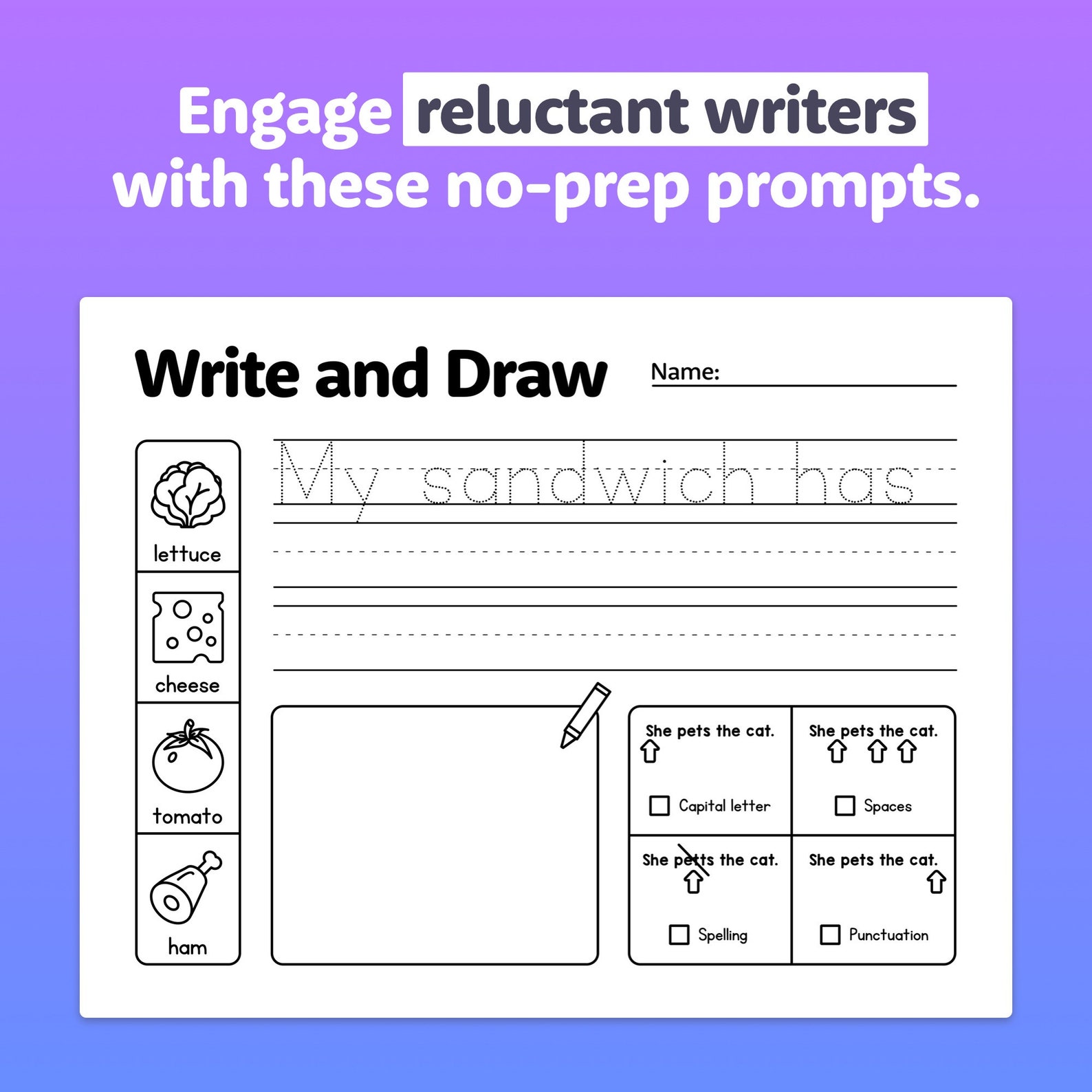 No Prep Writing Prompts for Kindergarten & 1st Grade | Writing With ...