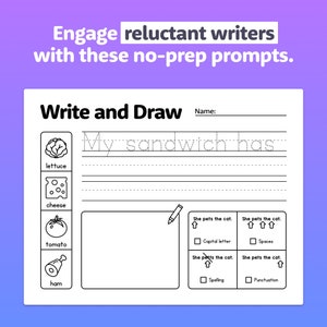No Prep Writing Prompts for Kindergarten & 1st Grade | Writing With ...