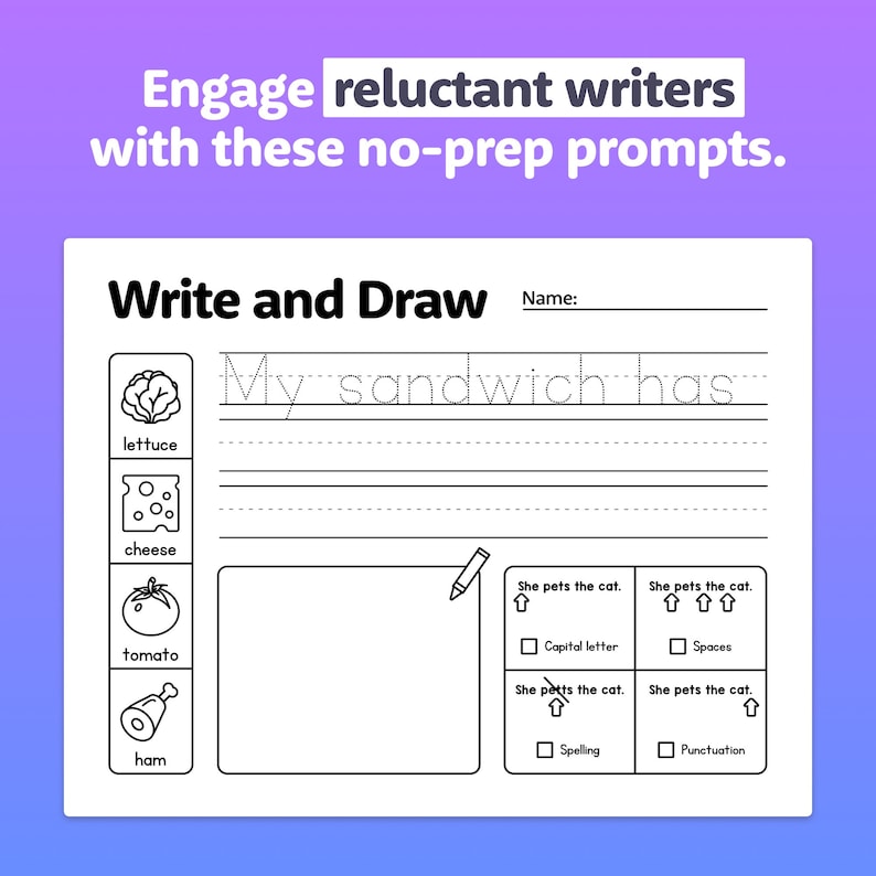 No Prep Writing Prompts for Kindergarten & 1st Grade | Writing With ...