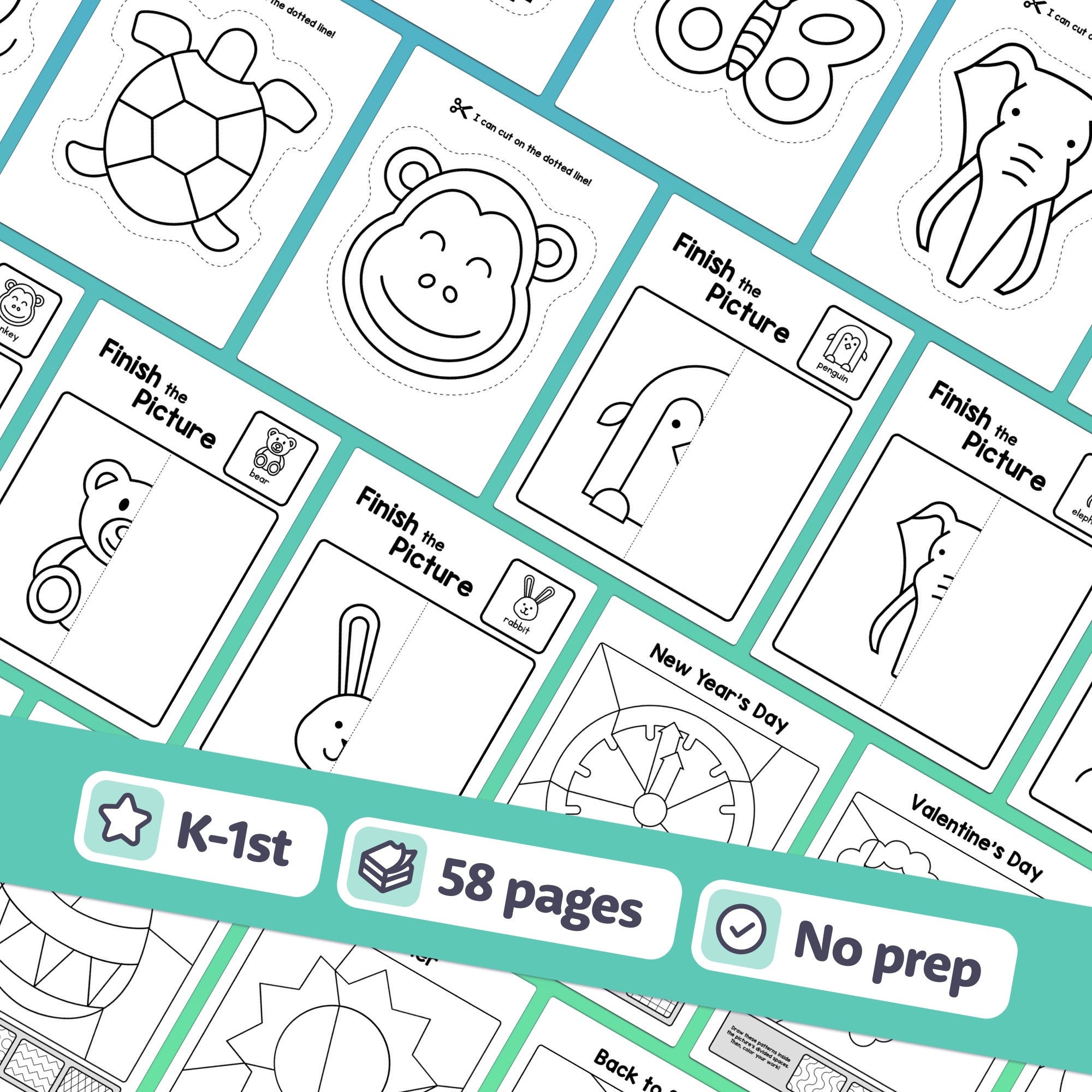 No Prep Fine Motor Skills Bundle | Pre-k Kindergarten 1st Grade Scissor ...