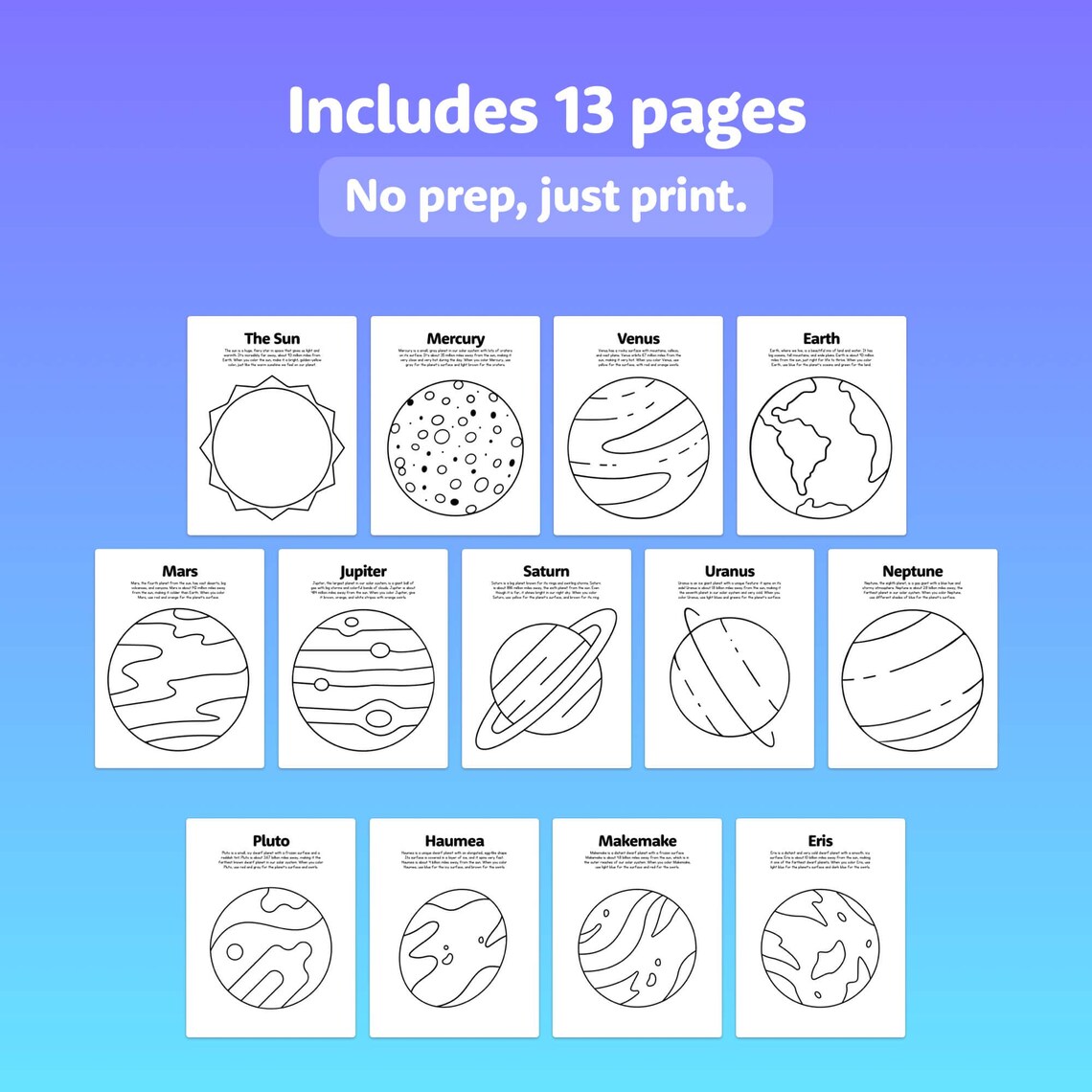 Solar System Coloring Pages | Planets and the Kuiper Belt Posters, No ...