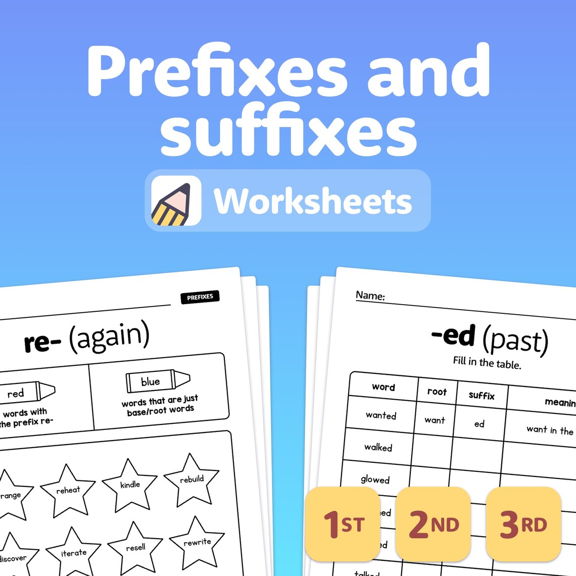 2nd & 3rd Grade Prefixes and Suffixes Worksheets | Grammar Worksheets ...