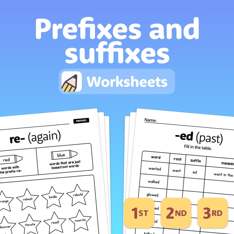 2nd & 3rd Grade Prefixes and Suffixes Worksheets | Grammar Worksheets ...