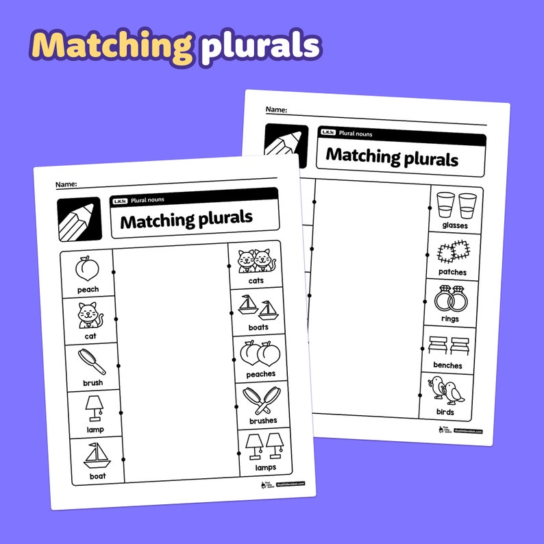 Singular & Plural Nouns Worksheets and Centers | Kindergarten ELA ...