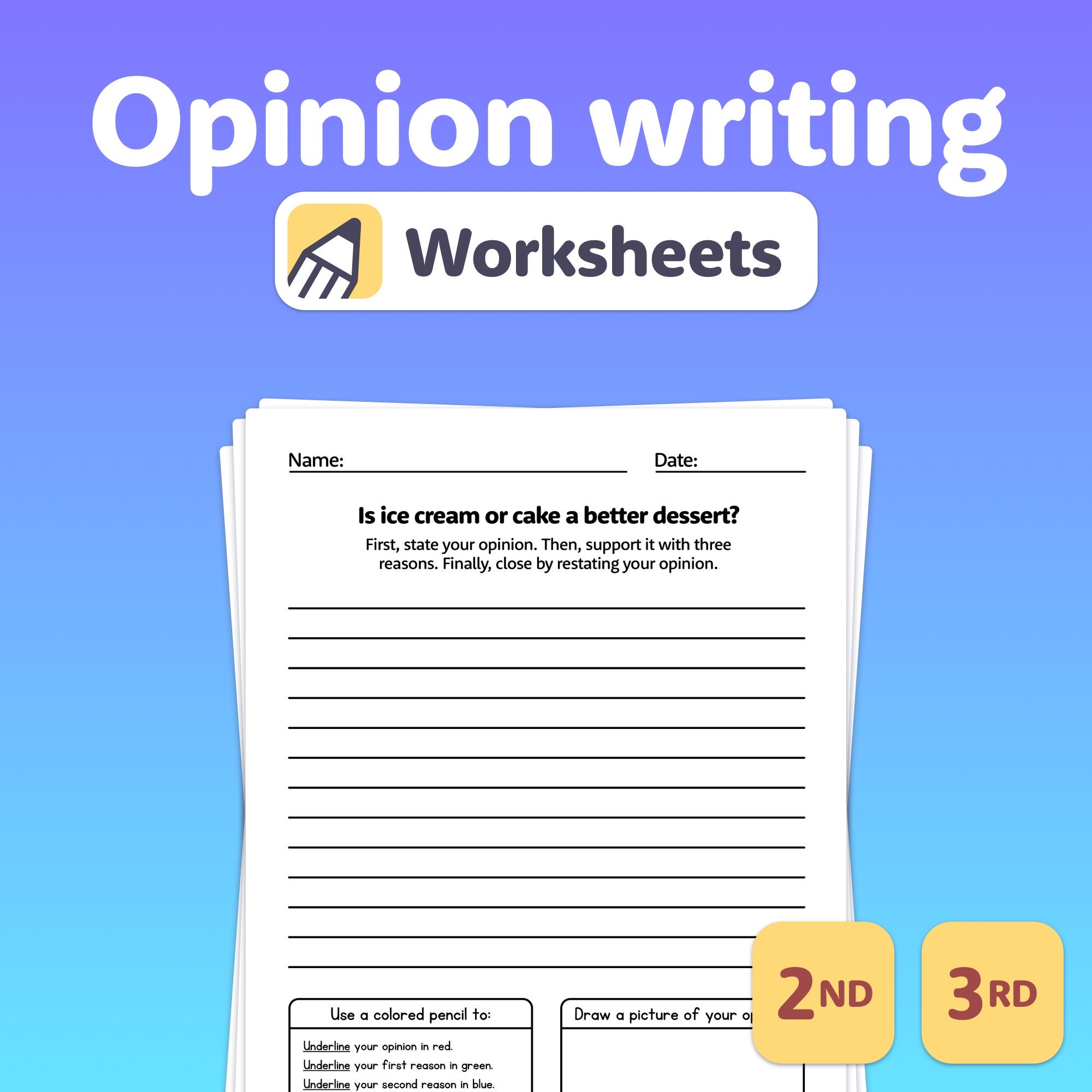 No Prep Opinion Writing Prompts | 2nd Grade Opinion Writing Activity ...