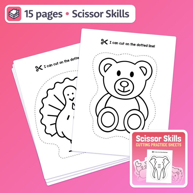 No Prep Fine Motor Skills Bundle | Pre-k Kindergarten 1st Grade Scissor ...