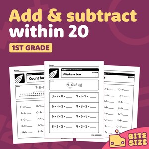 1st Grade Addition and Subtraction Within 20 Worksheets | 1.OA.C.6 No ...
