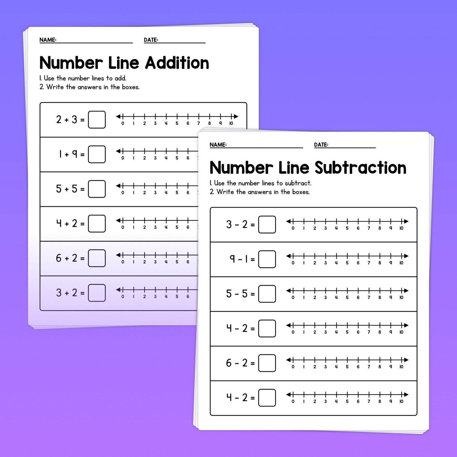 No Prep Kindergarten Addition & Subtraction Worksheets (up to 10 ...