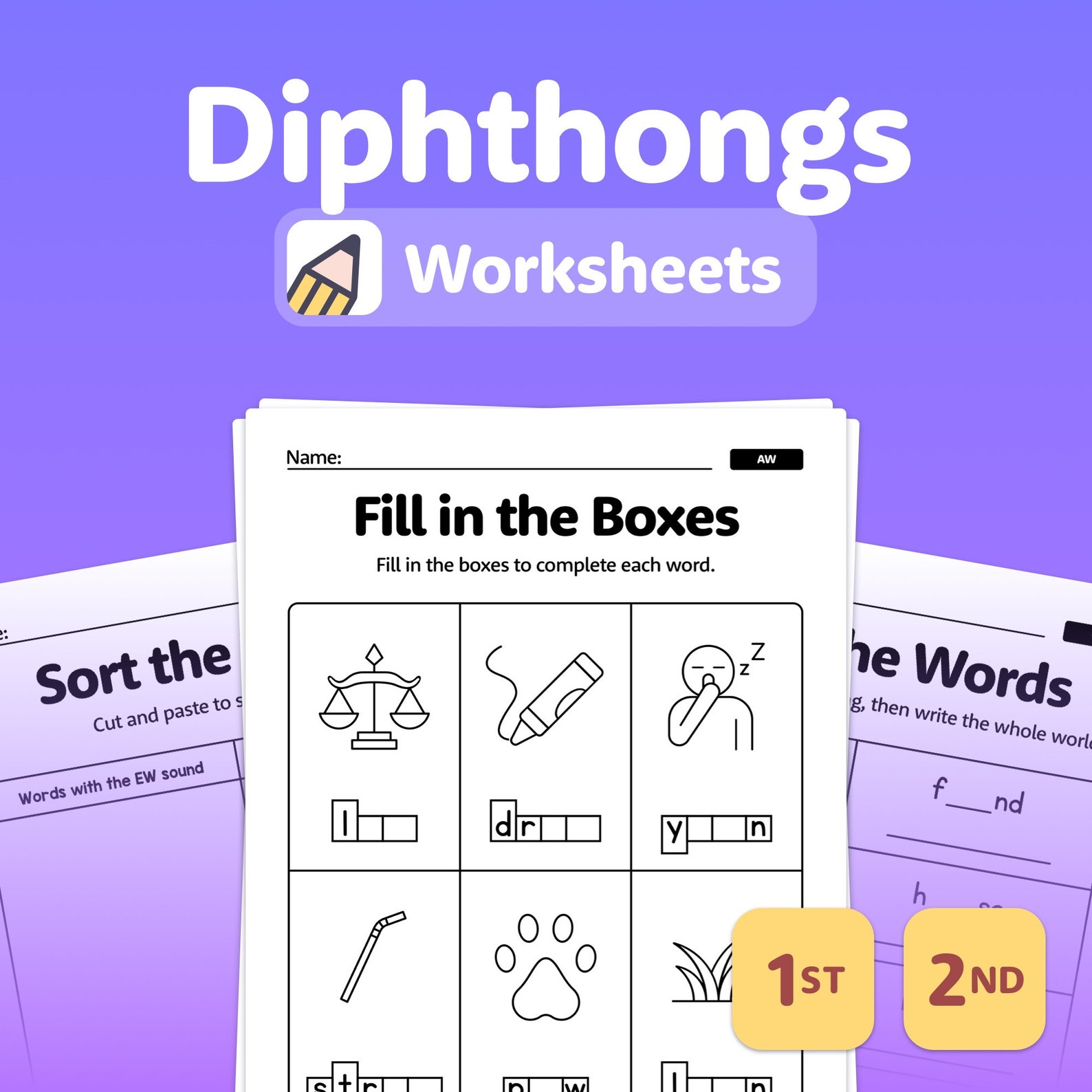 Diphthong Worksheets | No Prep 1st & 2nd Grade Diphthongs Activities ...