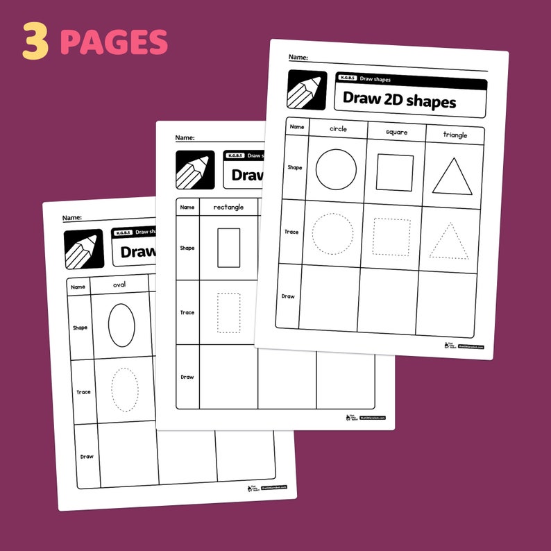 Draw 2d & 3d Shapes Worksheets | Kindergarten Geometry Activities and ...