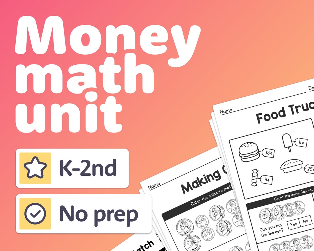 No Prep Money Math Unit Kindergarten 1st 2nd Grade US Coin - Etsy