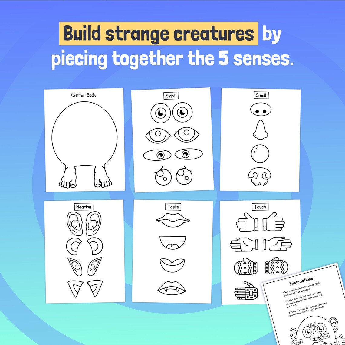 5 Senses Activity | Five Senses Craft, Funny Kindergarten & 1st Grade ...